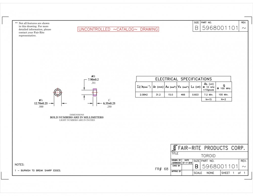 Fair-Rite 5968001101 technical document