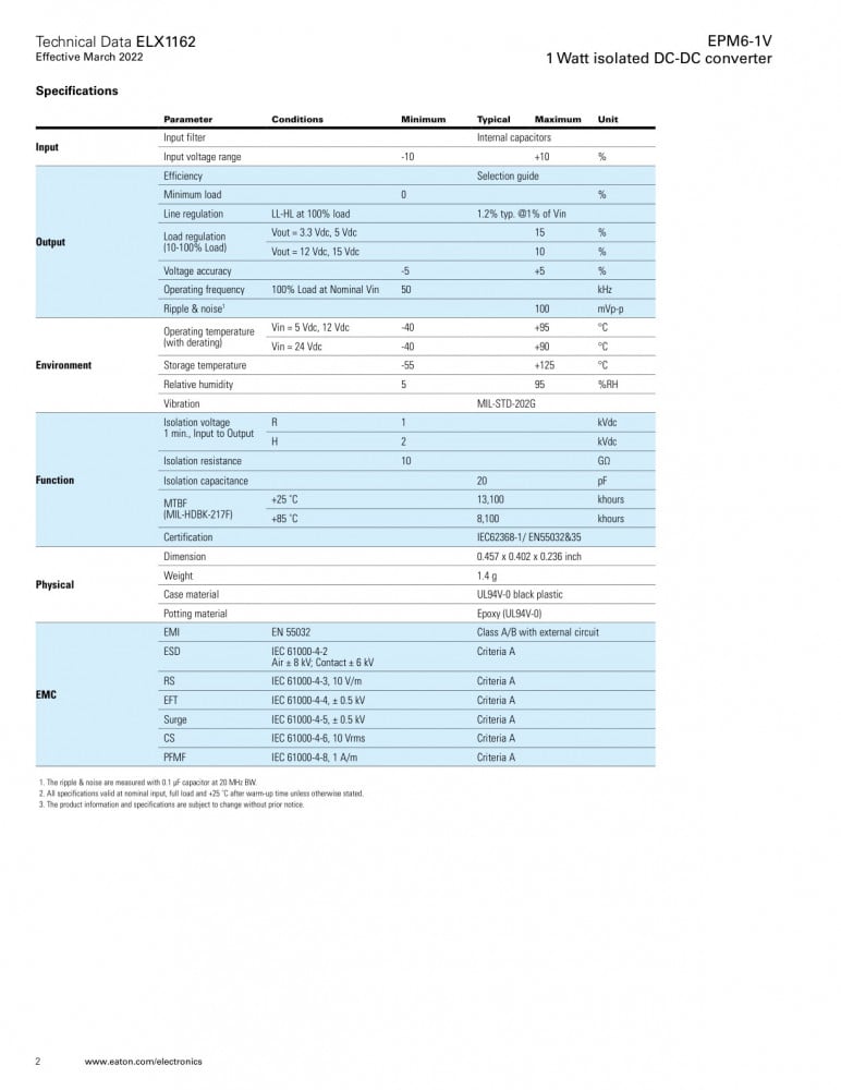 EPM6-1V datasheet page 2