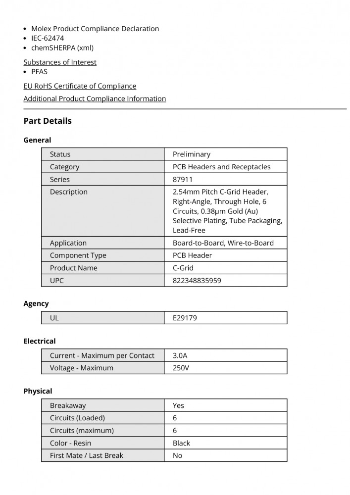 MOLEX 879110611 technical document image 2