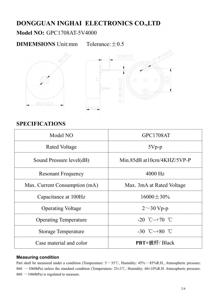 GPC1708AT-5V4000 dimensions and specifications