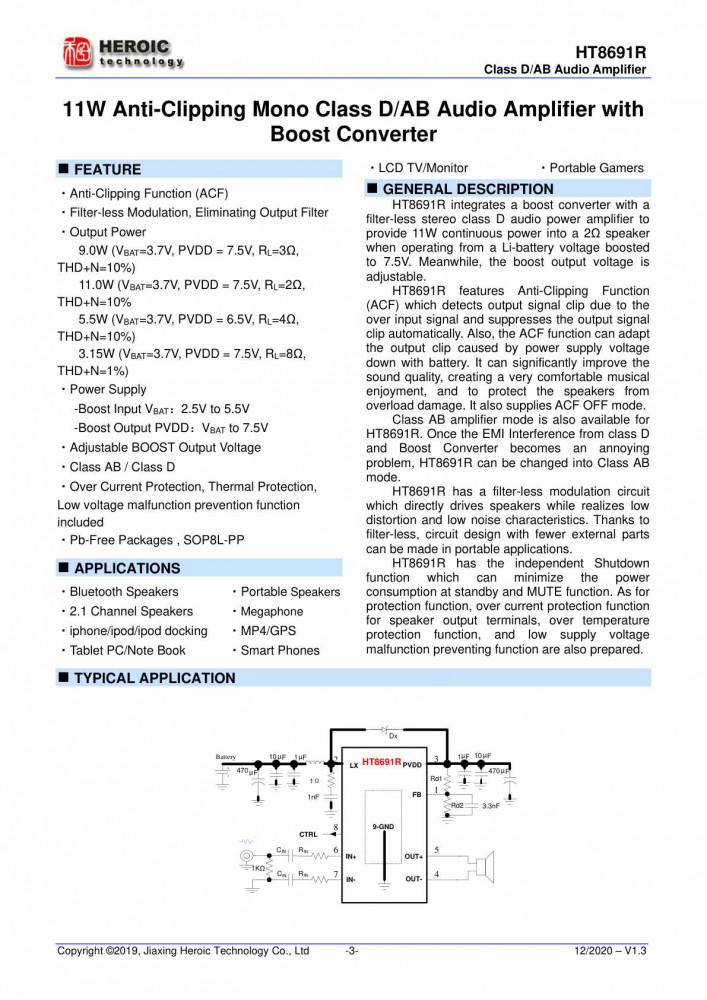 HT8691R datasheet page 3