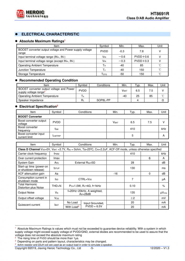 HT8691R datasheet page 5
