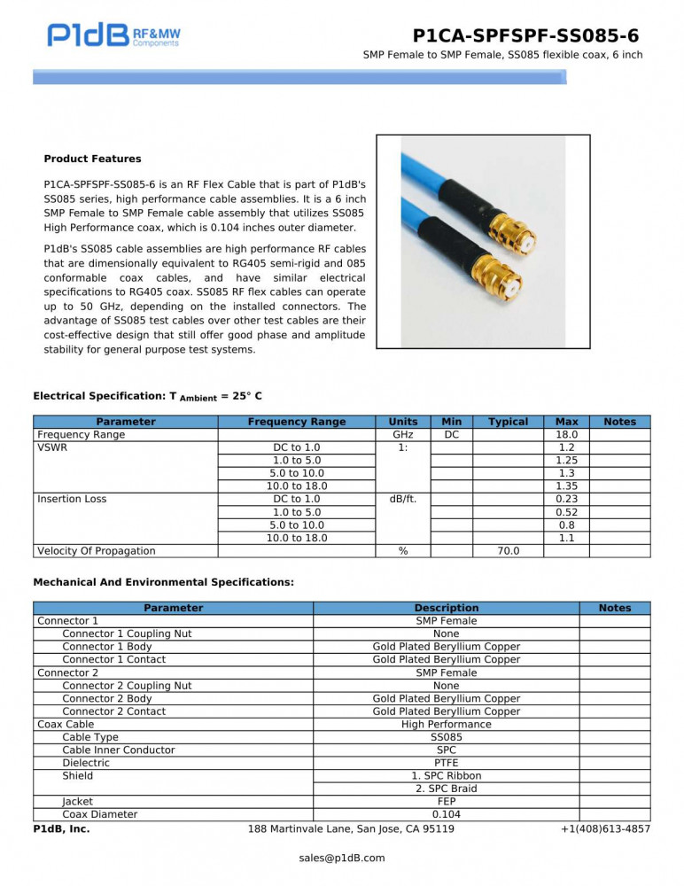 P1CA-SPFSPF-SS085-6 product documentation, page 1