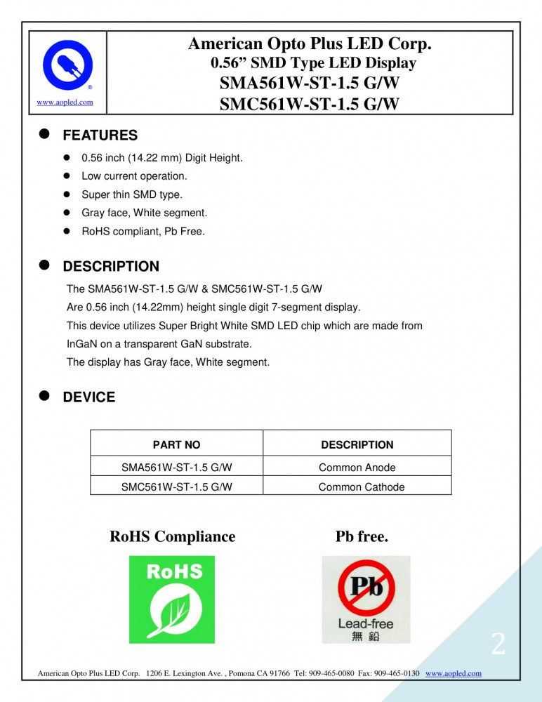 SMA561W-ST-1.5 G/W datasheet page 2