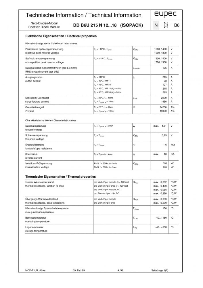 DDB6U215N16L technical document page 1