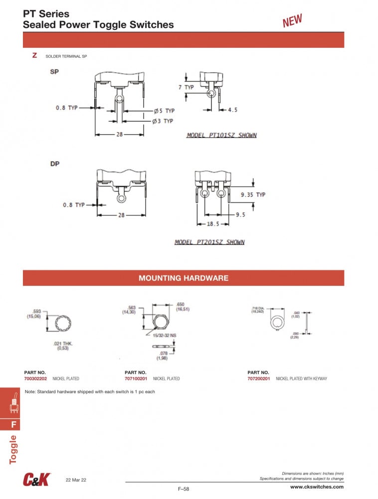 C&K PT103SSQ datasheet page 4