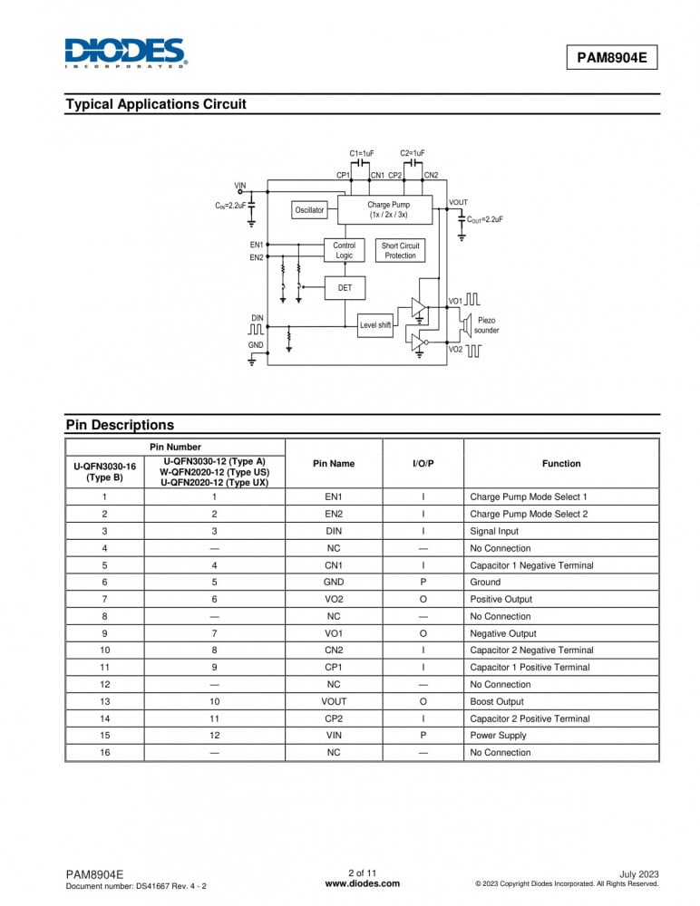 PAM8904E datasheet page 2