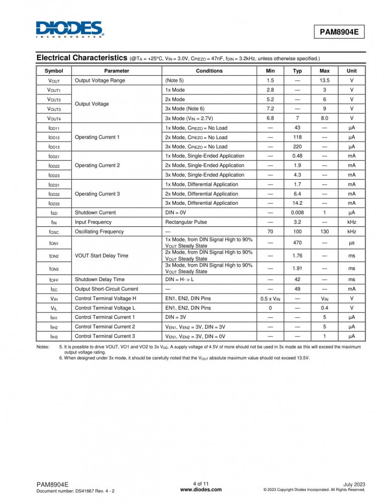 PAM8904E datasheet page 4