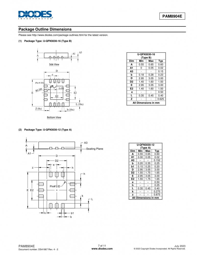 PAM8904E datasheet page 7