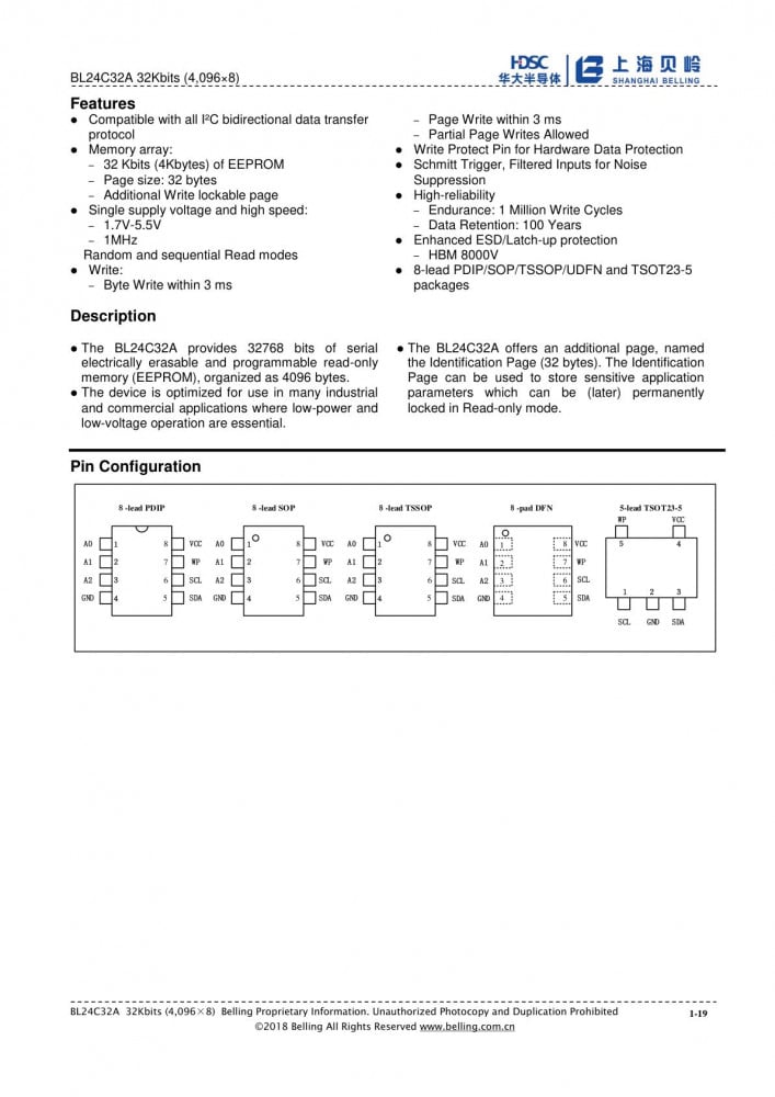 BL24C32A datasheet page 1