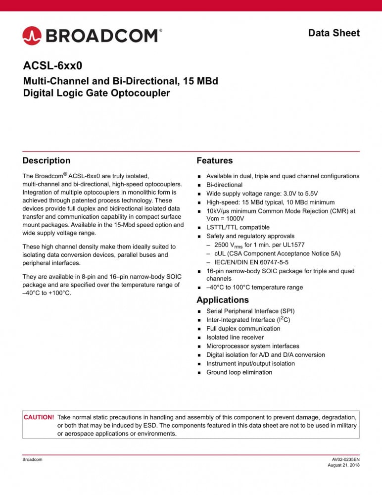 ACSL-6210-50RE datasheet page 1