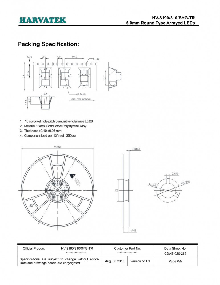 HV-3190/310/SYG-TR datasheet page 8