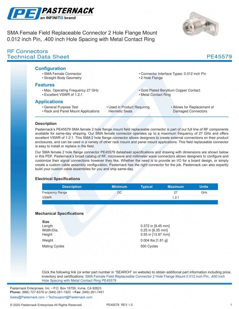 PE45579 technical document page 1