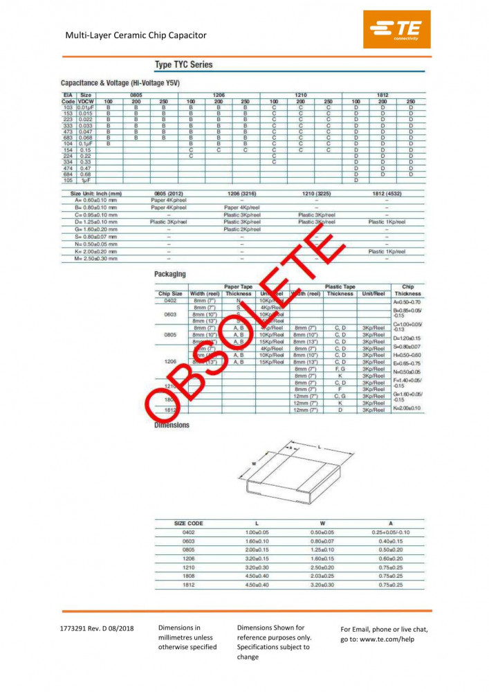 TE Connectivity Type TYC Series document page 7