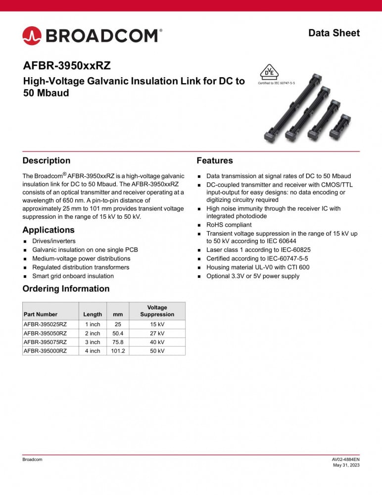 AFBR-395000RZ datasheet page 1