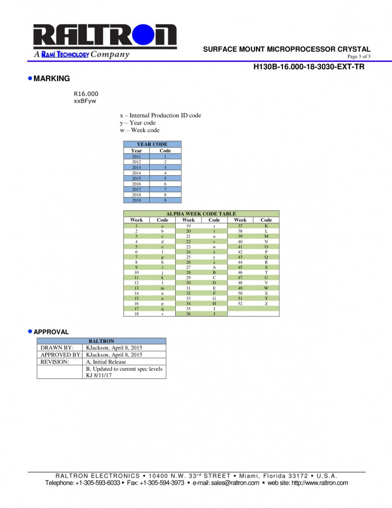 Raltron H130B specification page 3