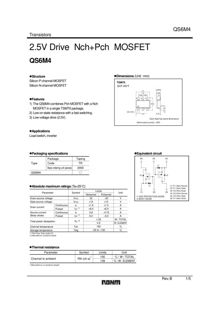 QS6M4TR technical document page 1