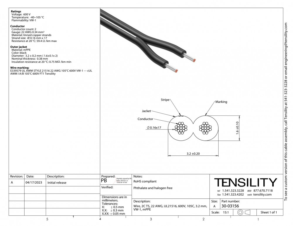 Tensility International 30-03156 product drawing preview