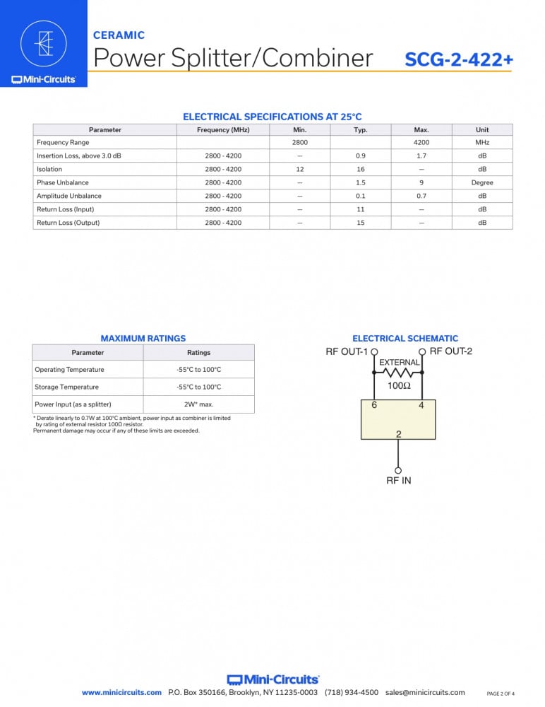 SCG-2-422+ datasheet page 2