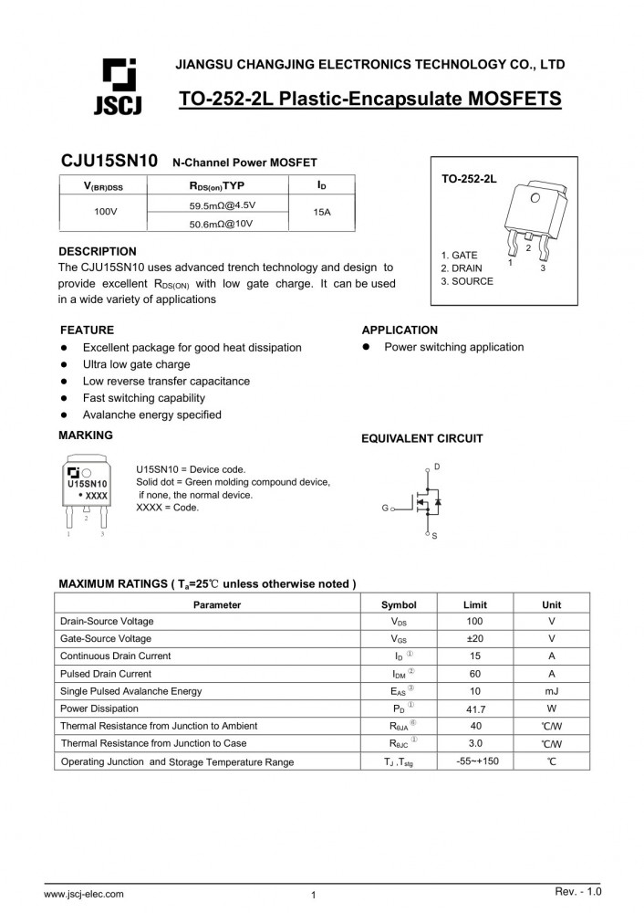 CJU15SN10 datasheet page 1