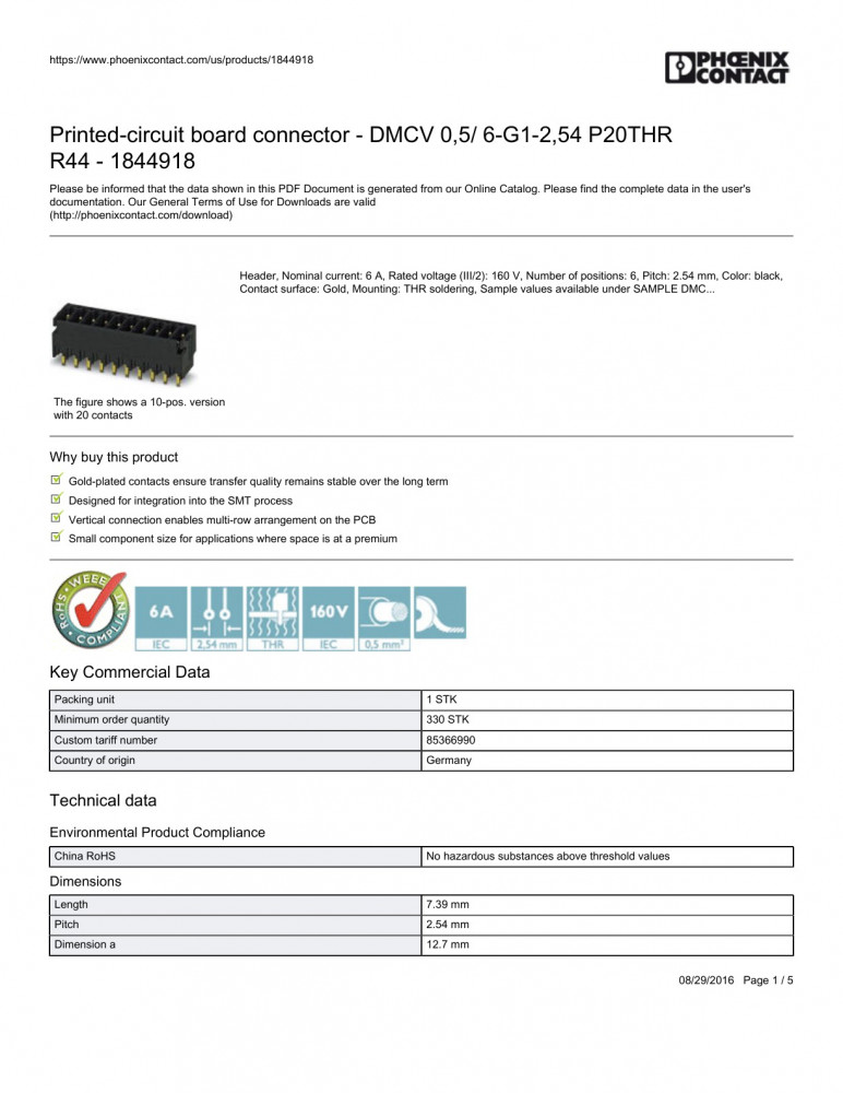 Phoenix Contact 1844918 product overview