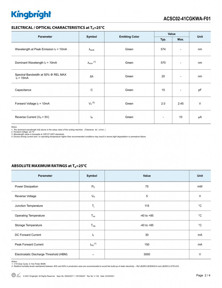 ACSC02-41CGKWA-F01 datasheet page 2