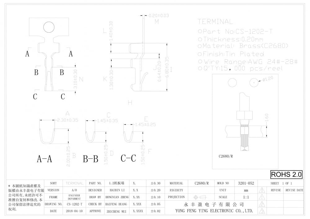 CST CS-1202-T terminal drawing