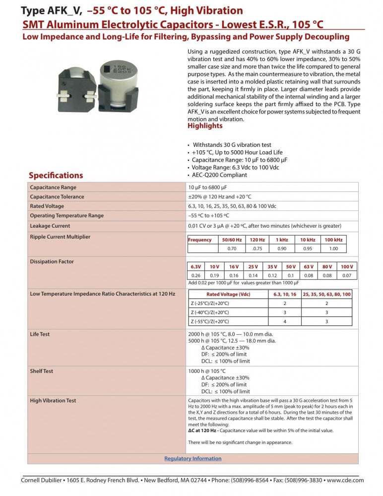AFK V series datasheet page 1