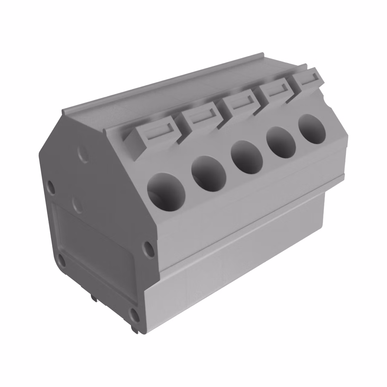 5.00mm Pitch, Eurostyle Fixed-Mount Push-Button Terminal Block, 45° Modular Luminaire, 10A, 26-14 AWG, Light Gray, 5 Circuits for sale