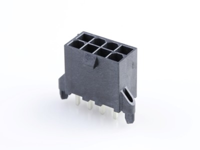 Mini-Fit Jr. Reflow Solder Capable Header, 4.20mm Pitch, Dual Row, Vertical, 8 Circuits, 1.57mm PCB Thickness, with PCB Pegs, LCP Housing, with Tin (Sn) Plating, Glow-Wire Capable, Tape and Reel