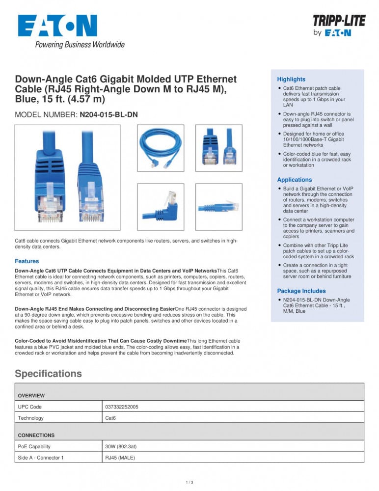 N204-015-BL-DN technical document page 1