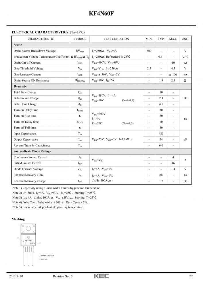 KF4N60F-U/PSF datasheet page 2