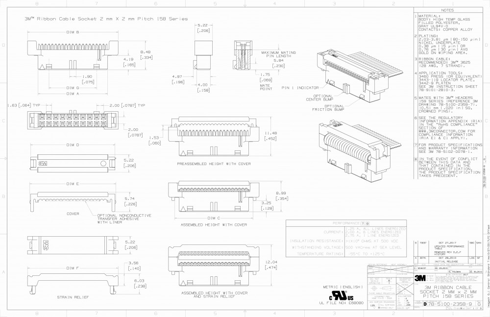 3M 158 Series dimensional drawing