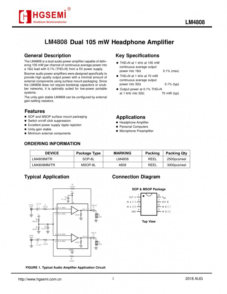 LM4808M/TR technical document page 1