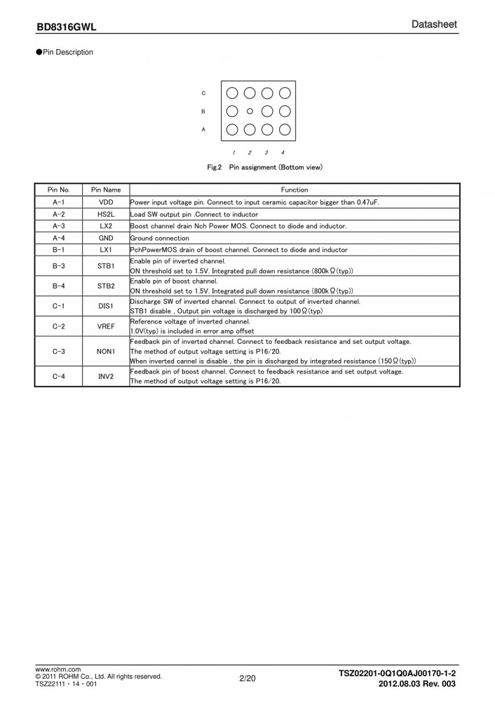 BD8316GWL-E2 technical document page 2