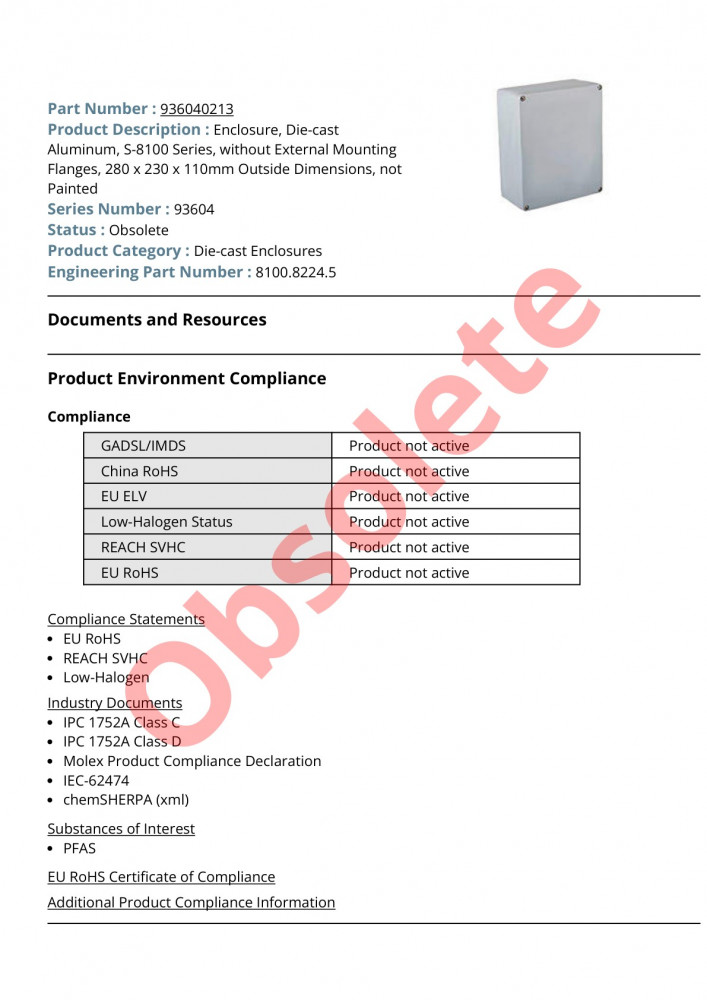 MOLEX 936040213 product documentation image, page 1