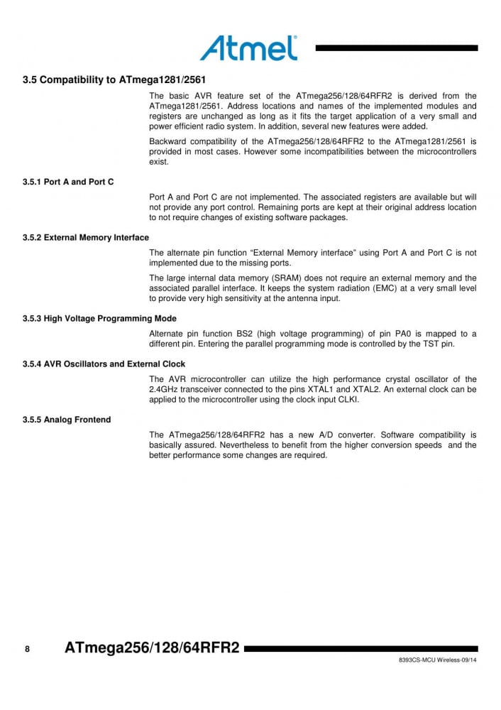 ATZB-256RFR2-XPRO datasheet page 8