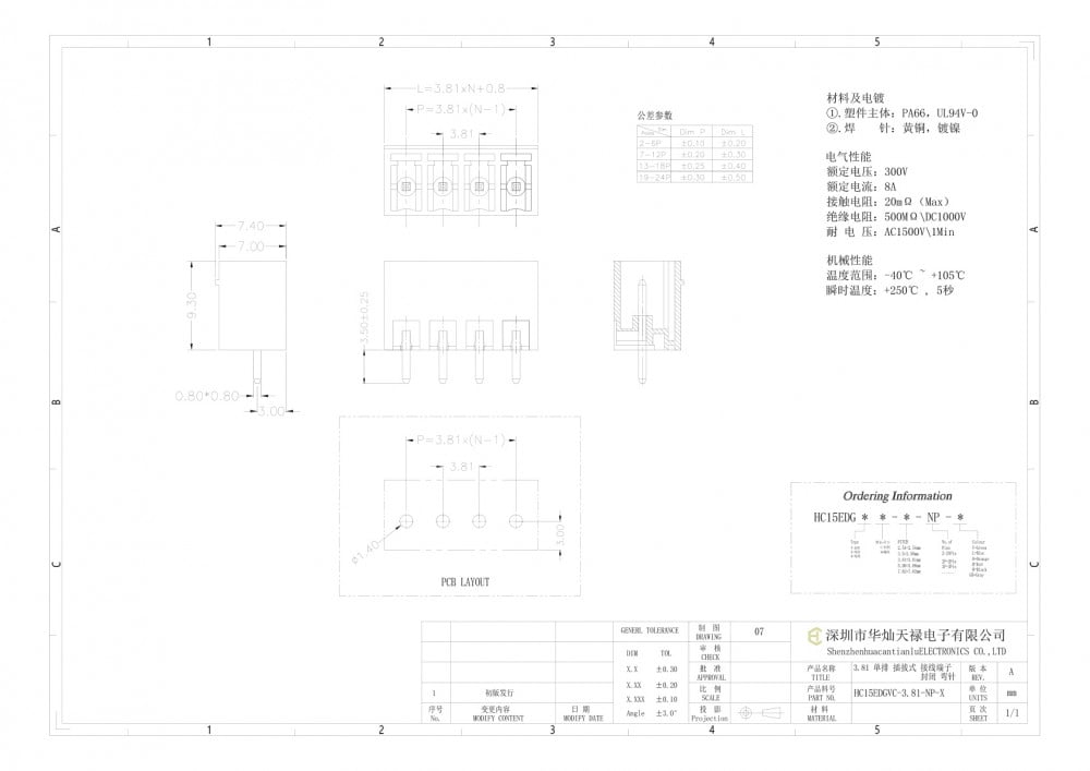 HC15EDGVC-3.81-9P-V technical document preview