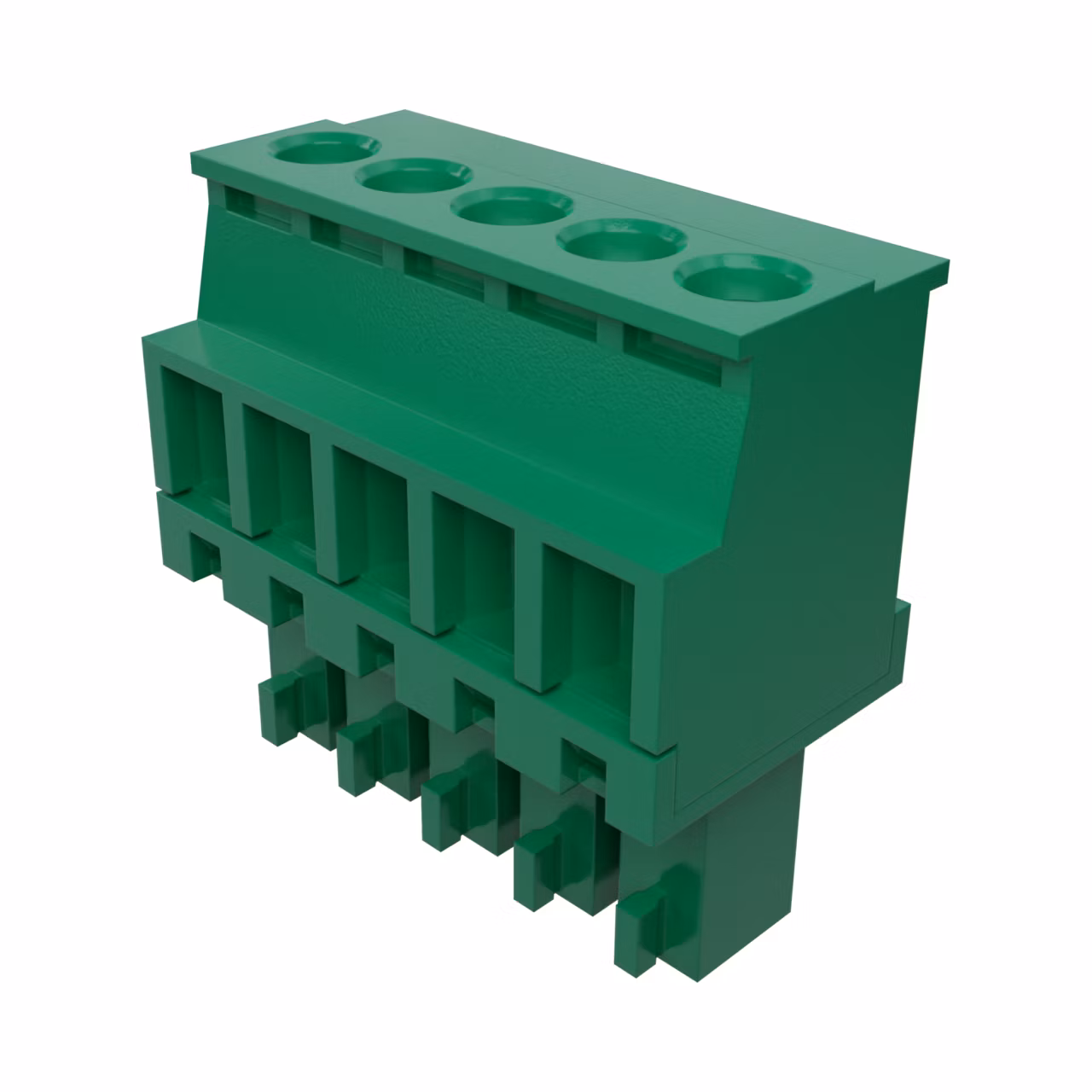 3.81mm Pitch Eurostyle Vertical Plug, with Standard Imprinting, Front Wire Entry, Green Housing, 5 Circuits for sale