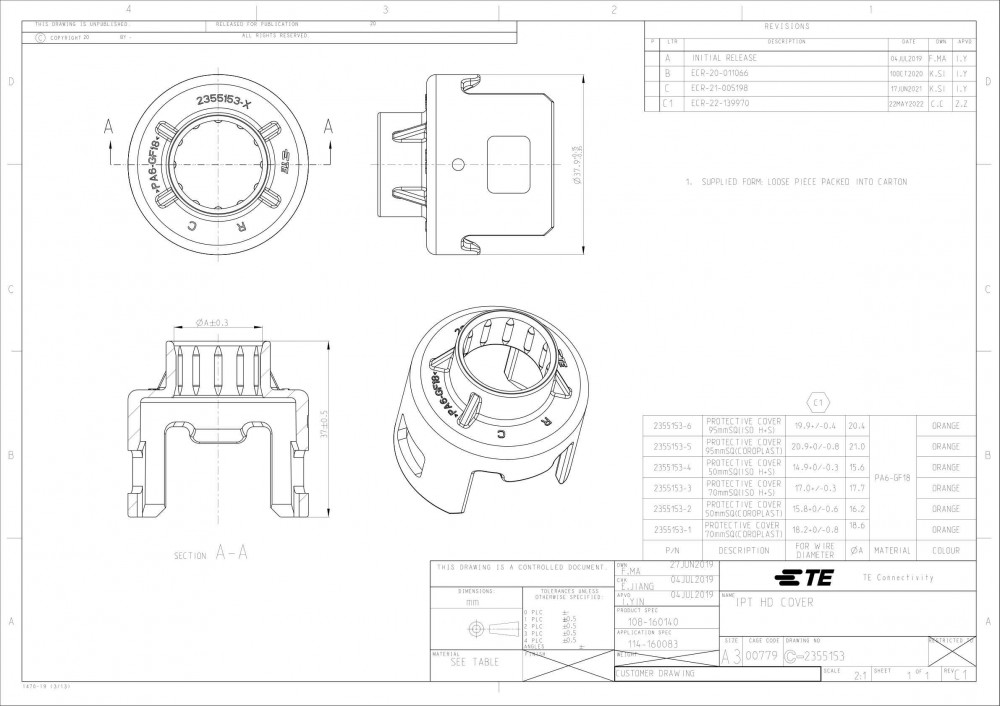 TE Connectivity 2355153-2 technical drawing preview