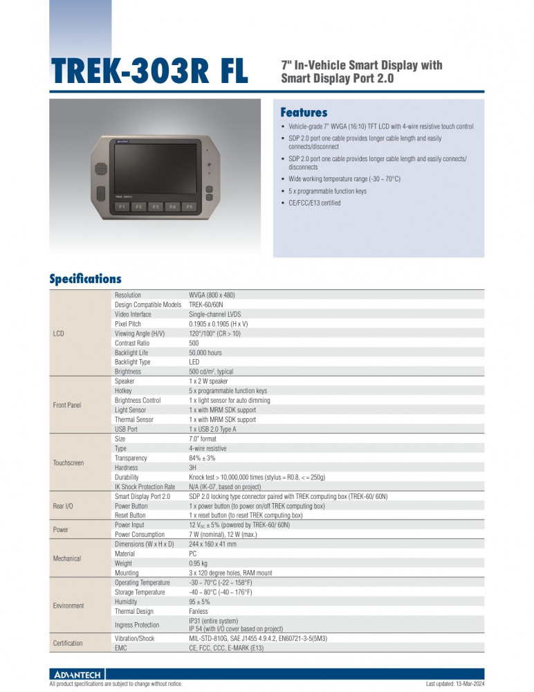 TREK-303R FL product documentation page 1