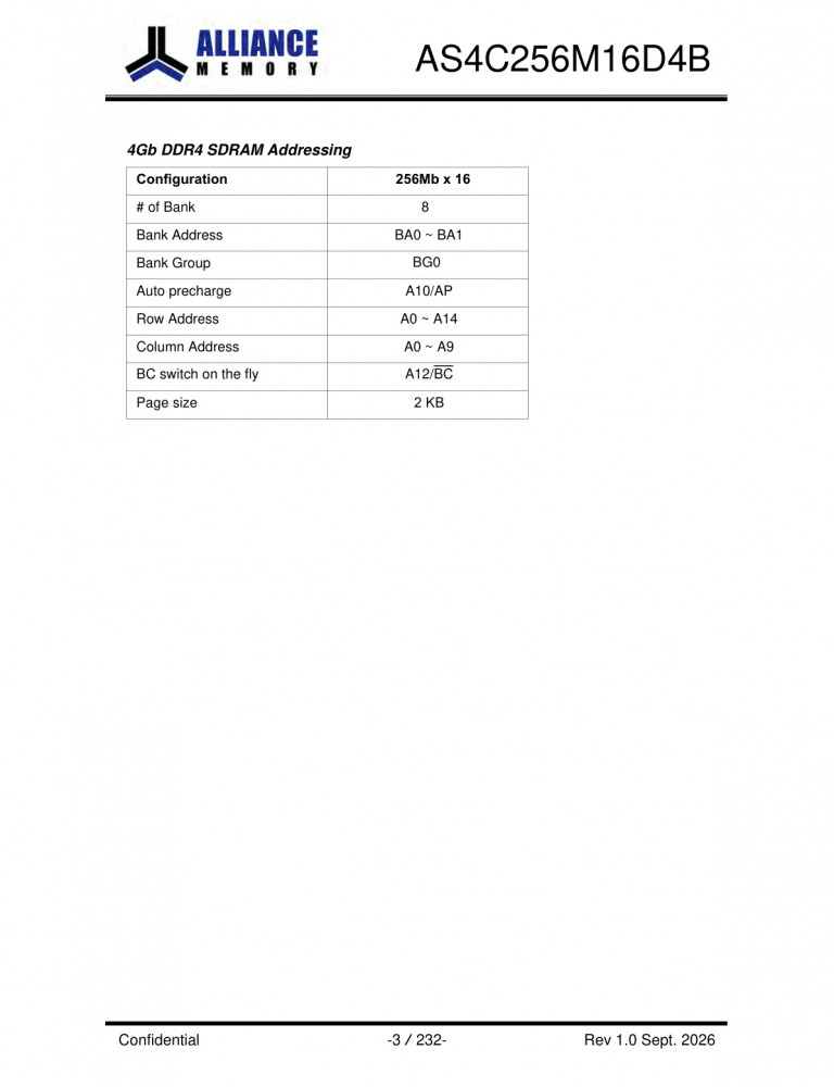 AS4C256M16D4B datasheet page 3