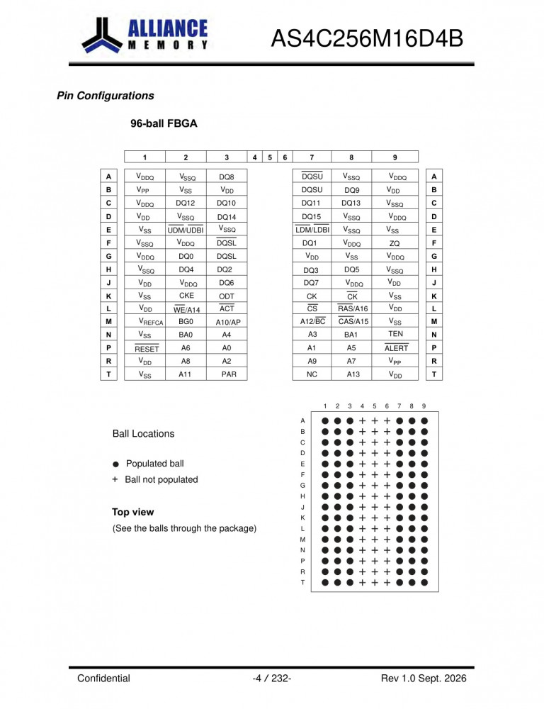 AS4C256M16D4B datasheet page 4