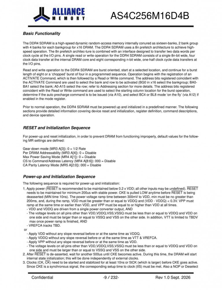 AS4C256M16D4B datasheet page 9