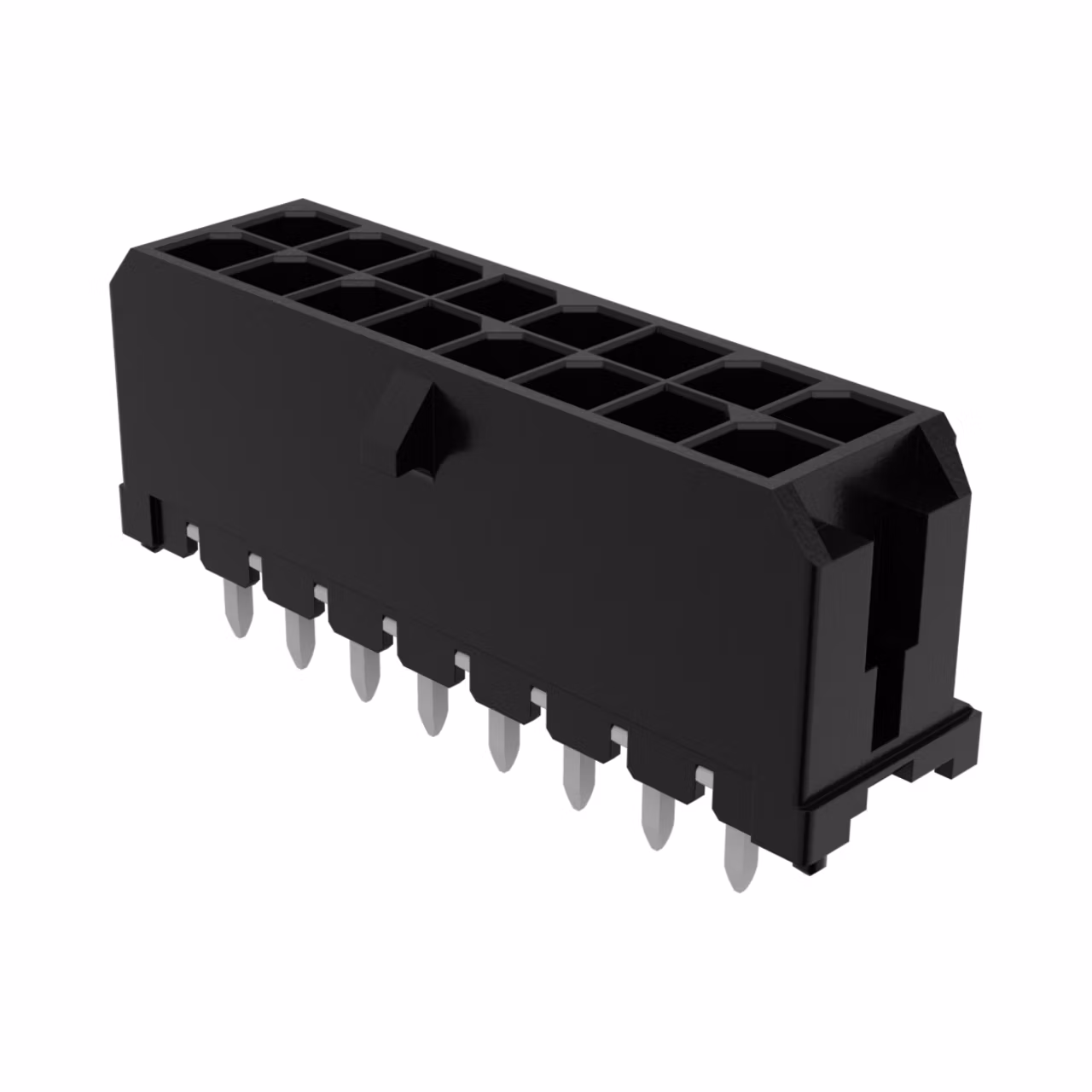 Micro-Fit 3.0 Vertical Header, 3.00mm Pitch, Dual Row, 16 Circuits, with PCB Polarizing Peg, 2.54µm Matte Tin Plating, Glow-Wire Capable, Black for sale