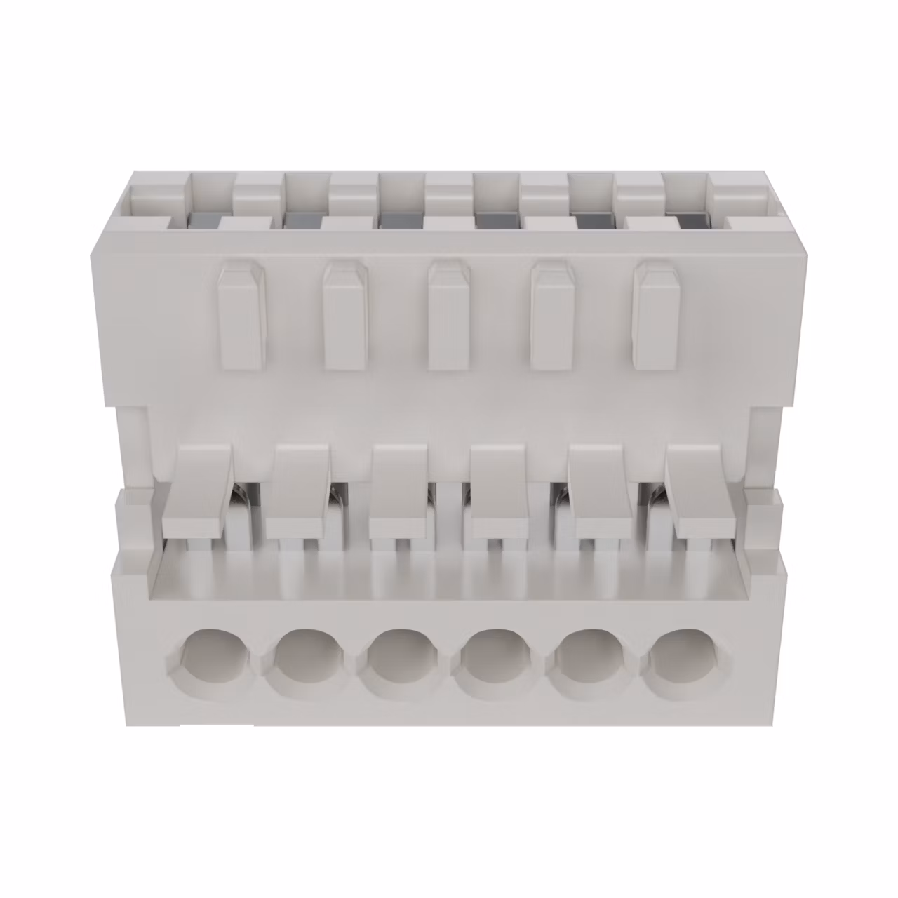 Appli-Mate RAST 2.5 IDT Housing, 2.50mm Pitch, Female, 6 Circuits, Beaded Terminal, Position Keys A & G Removed, Slotted Endwalls for sale