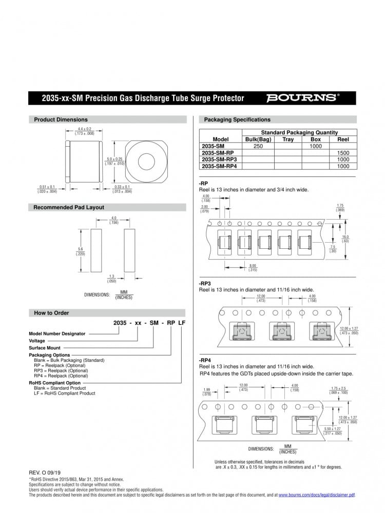 BOURNS 2035 Series datasheet page 2