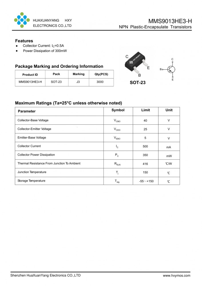 MMS9013HE3-H-HXY datasheet page 1