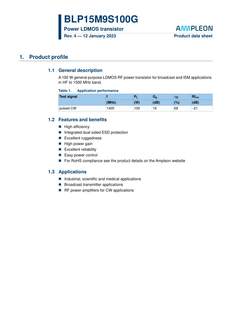BLP15M9S100G datasheet page 1