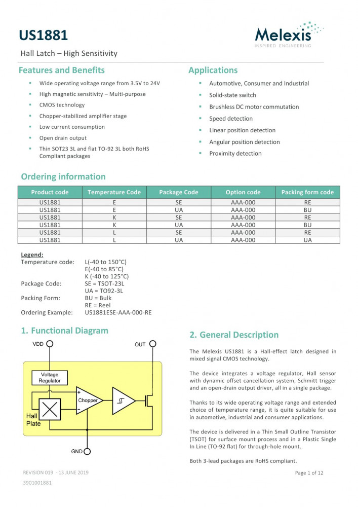 US1881 datasheet page 1